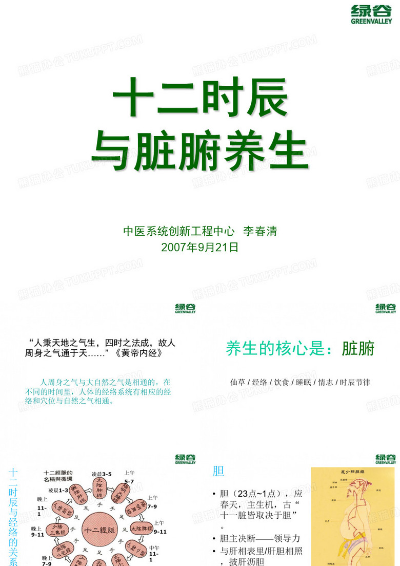 十二时辰与脏腑养生PPT模板下载 编号ljyymxvv 熊猫办公