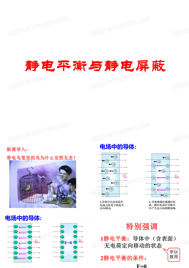静电平衡与静电屏蔽PPT模板下载 编号qxoozegg 熊猫办公