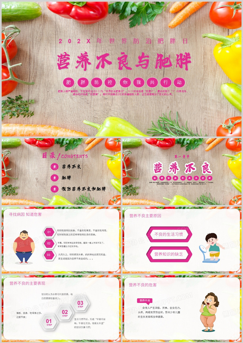 营养不良与肥胖培训PPT模板下载 熊猫办公