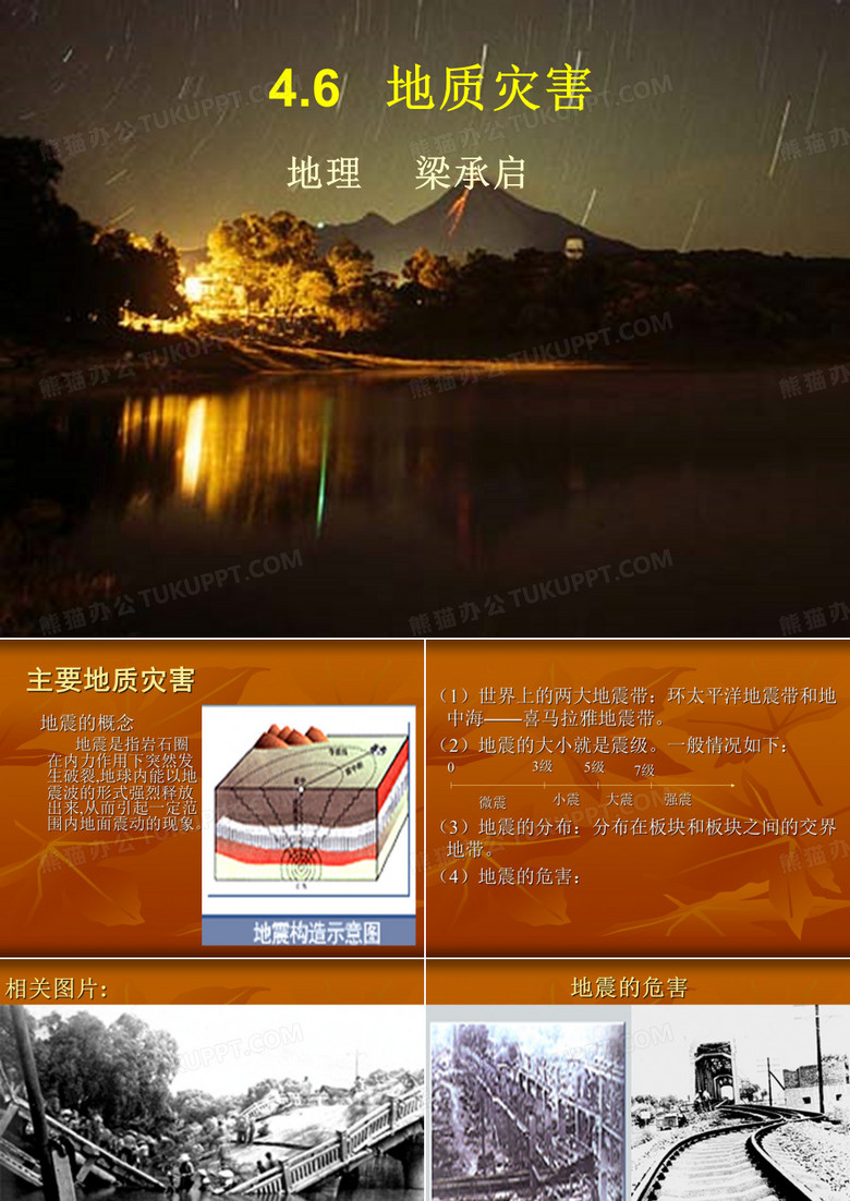 地质灾害PPT模板下载 编号qkwbxmmm 熊猫办公