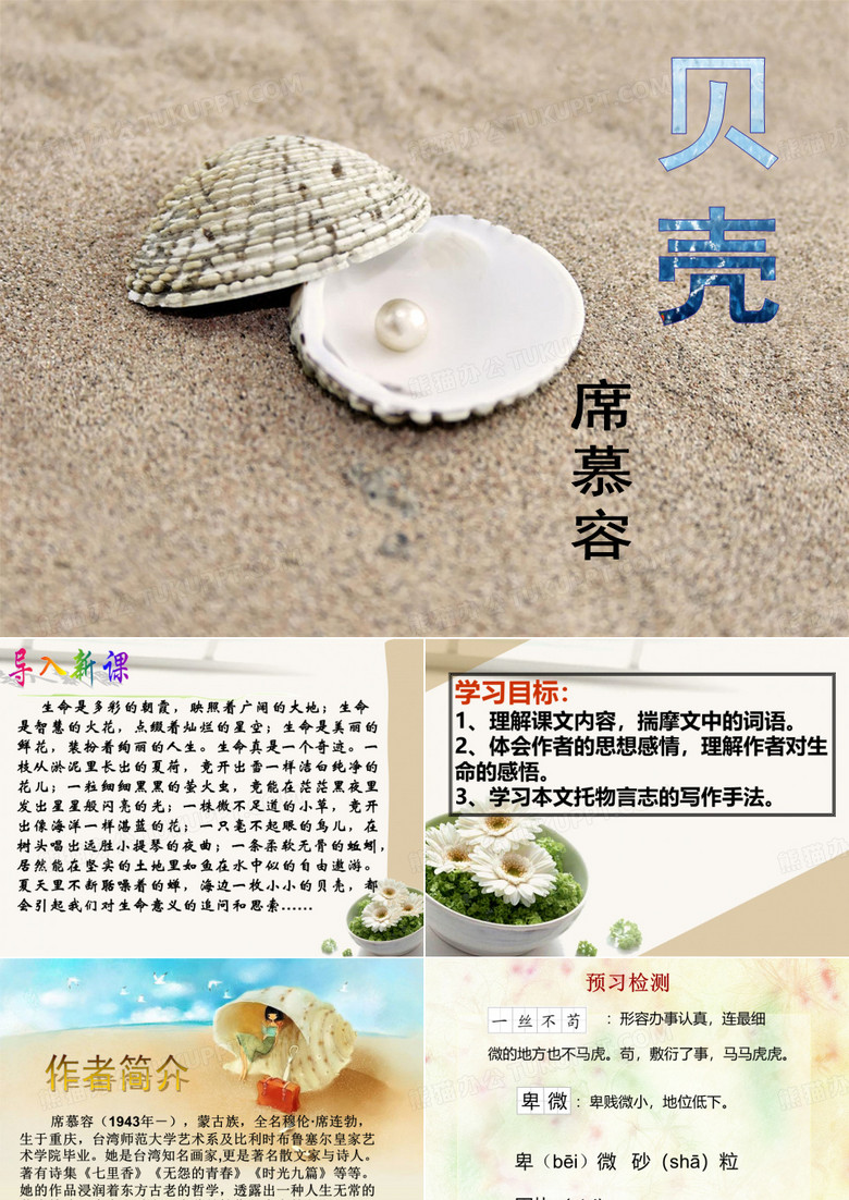 贝壳 席慕容PPT模板下载 编号lggrvavd 熊猫办公