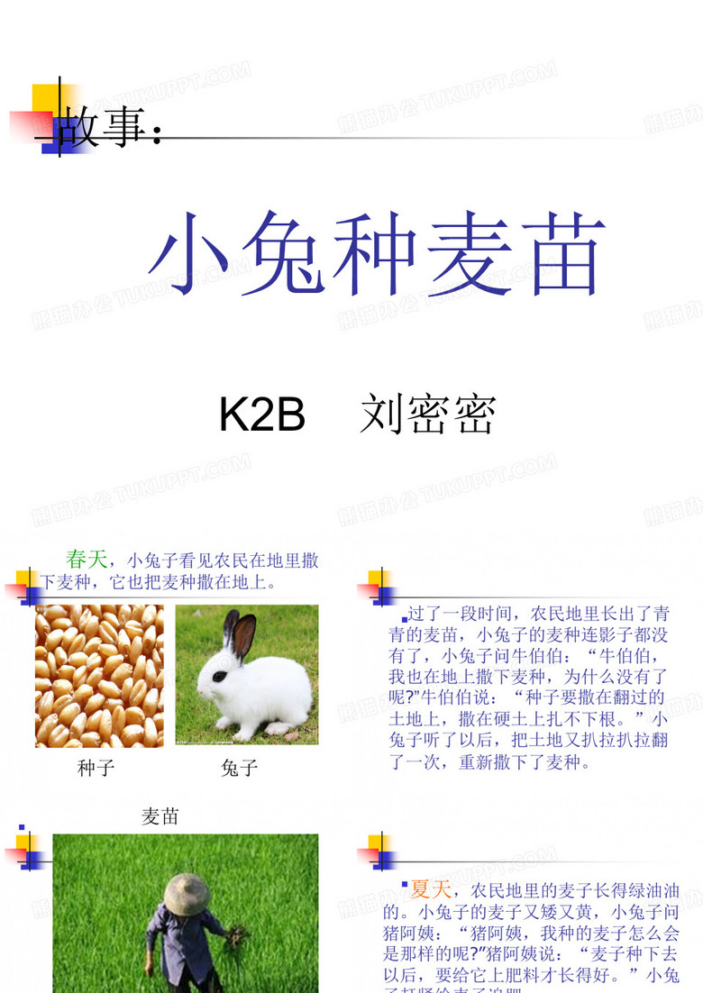 小兔种麦子PPT模板下载 编号lmvjrmjw 熊猫办公