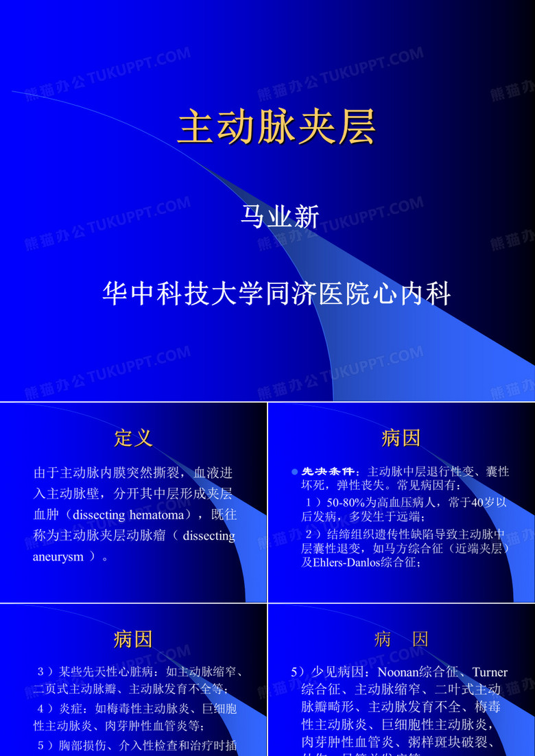 主动脉夹层PPT模板下载 编号lvmngymg 熊猫办公
