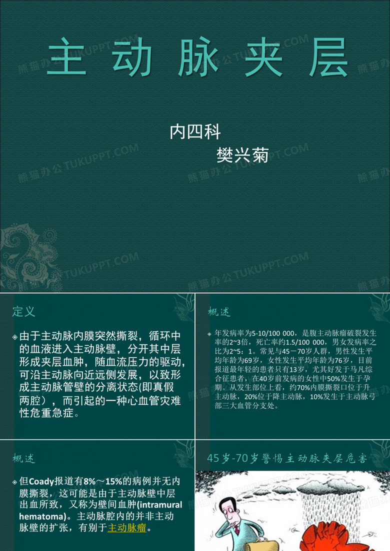 主动脉夹层PPT模板下载 编号lppgkypd 熊猫办公