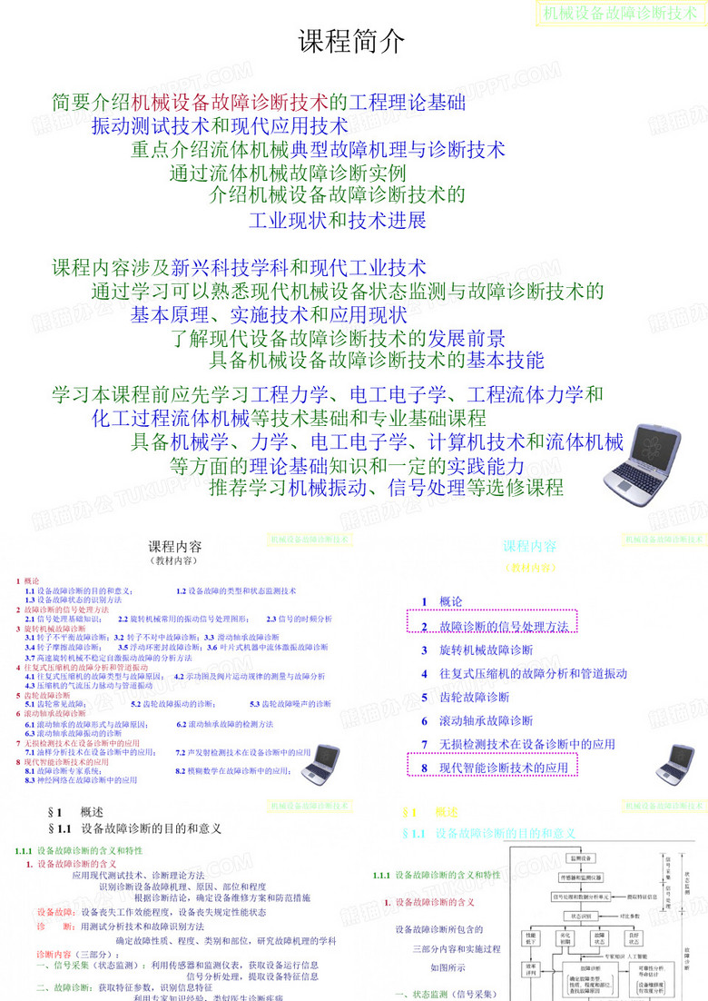 机械设备故障诊断技术 设备故障诊断 课件PPT模板下载 编号qakwmyar 熊猫办公