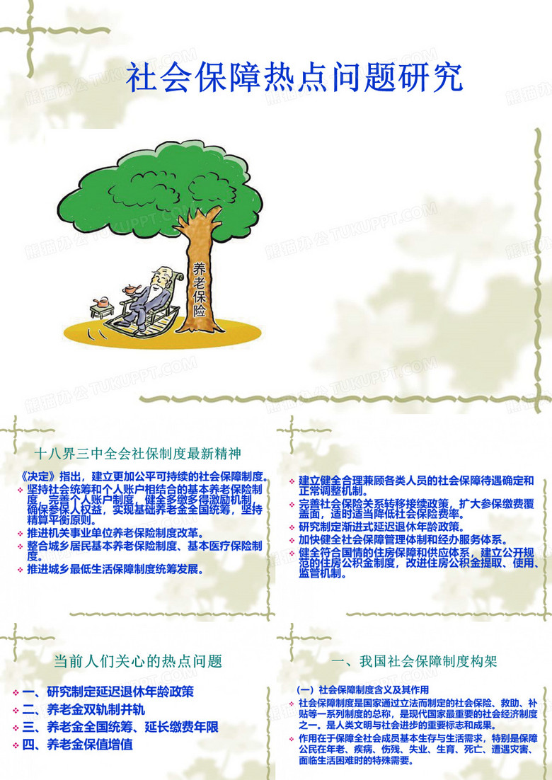 社会保障热点问题PPT模板下载 编号qydjgvnz 熊猫办公