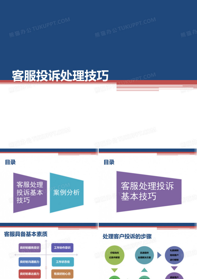 客服投诉处理技巧PPT模板下载 编号ljwbaojx 熊猫办公