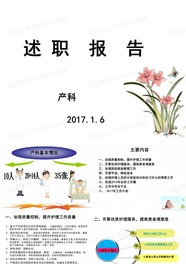护士长述职报告PPT模板下载 编号qrgwapgx 熊猫办公