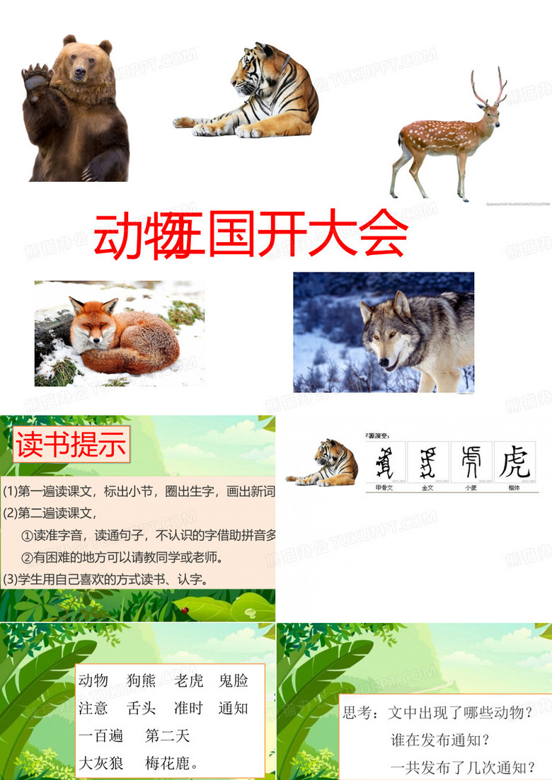 动物王国开大会课件PPT模板下载 编号ldrdryxv 熊猫办公