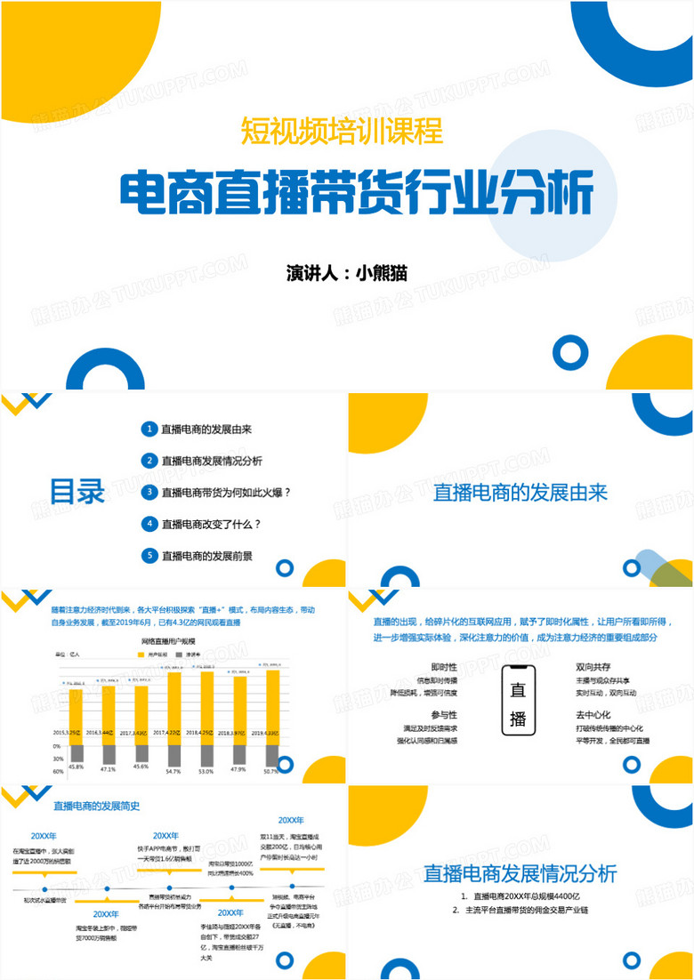 电商直播带货行业分析PPT模板下载 熊猫办公