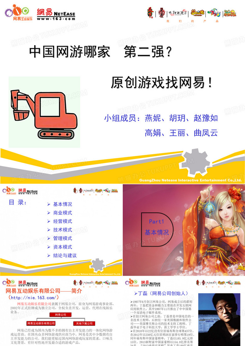 网易游戏案例分析PPT模板下载 编号qejxrvad 熊猫办公