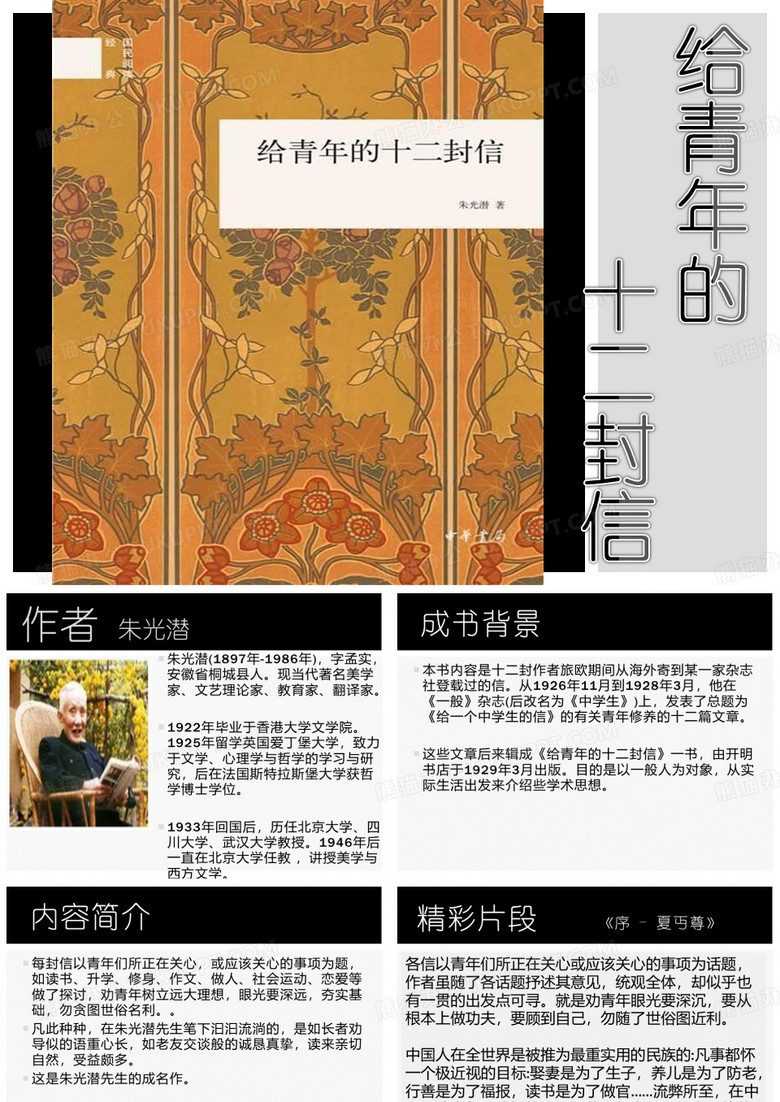 给青年的十二封信PPT模板下载 编号lgaxaemn 熊猫办公