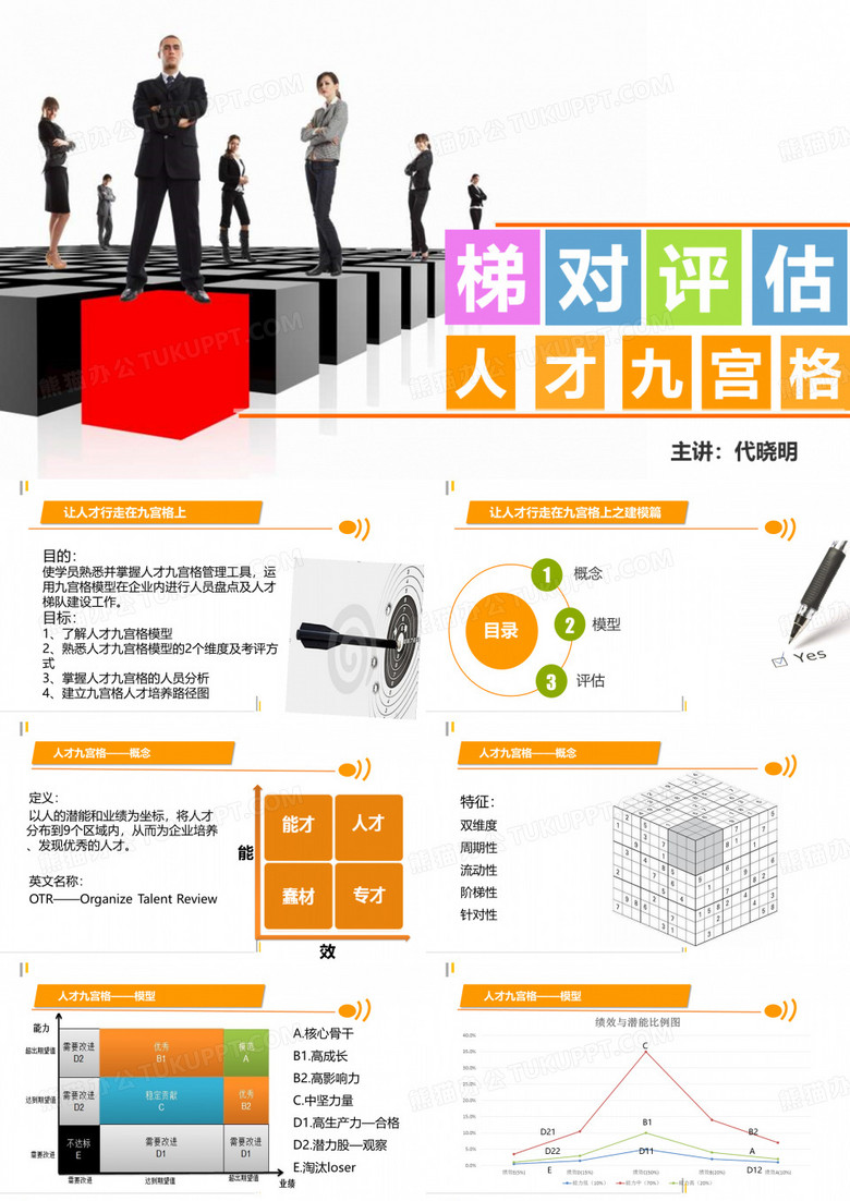 人才九宫格PPT模板下载 编号qerbaewj 熊猫办公