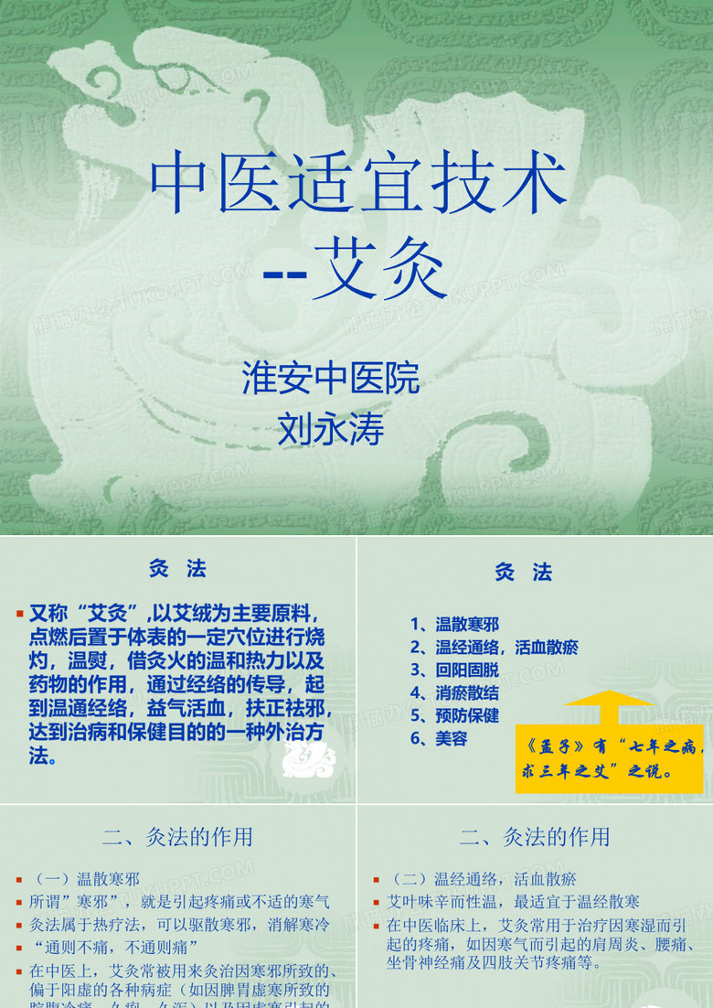 中医适宜技术 艾灸PPT模板下载 编号qjbejnjj 熊猫办公