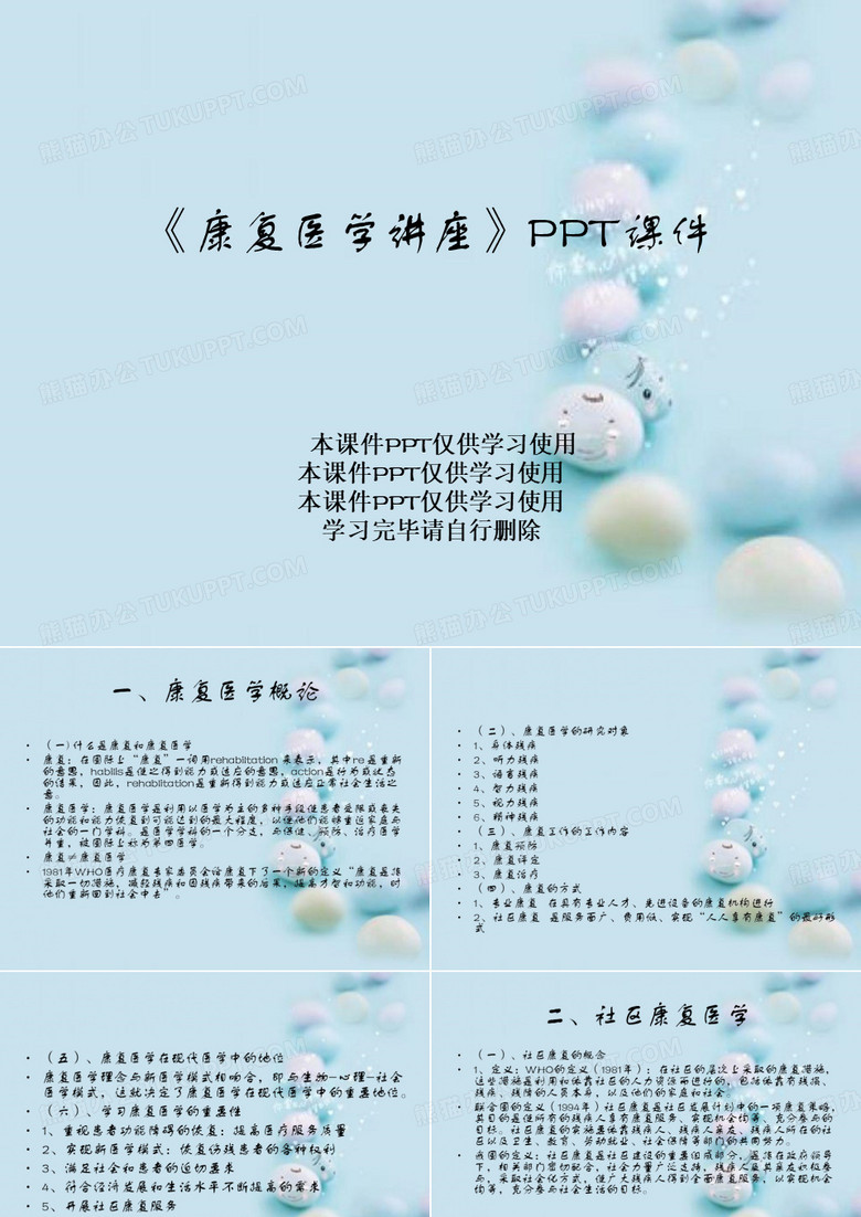 康复医学讲座课件PPT模板下载 编号lveagmdr 熊猫办公