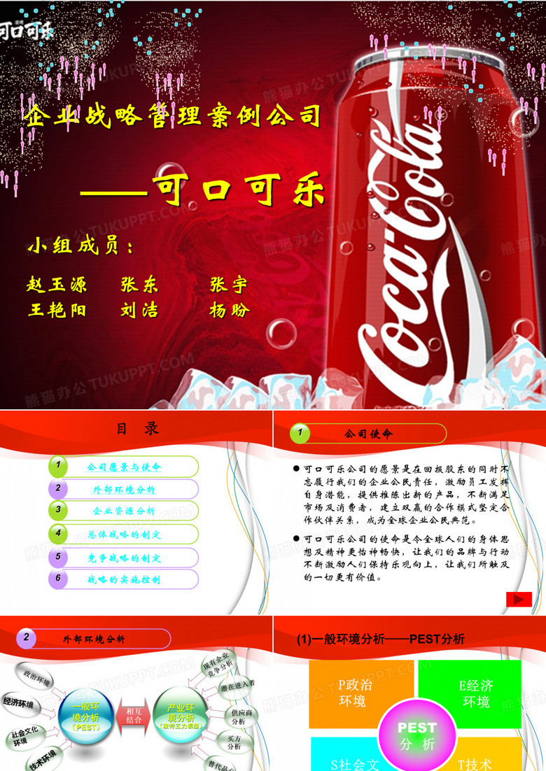 可口可乐公司外部环境分析 最终版PPT模板下载 编号lnownrvy 熊猫办公