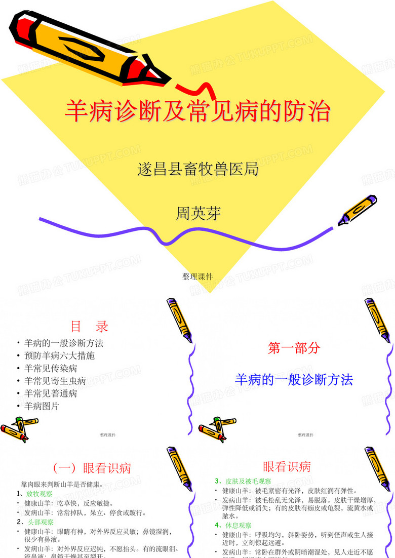 羊病诊断及常见病的防治PPT模板下载 编号lywkjvar 熊猫办公