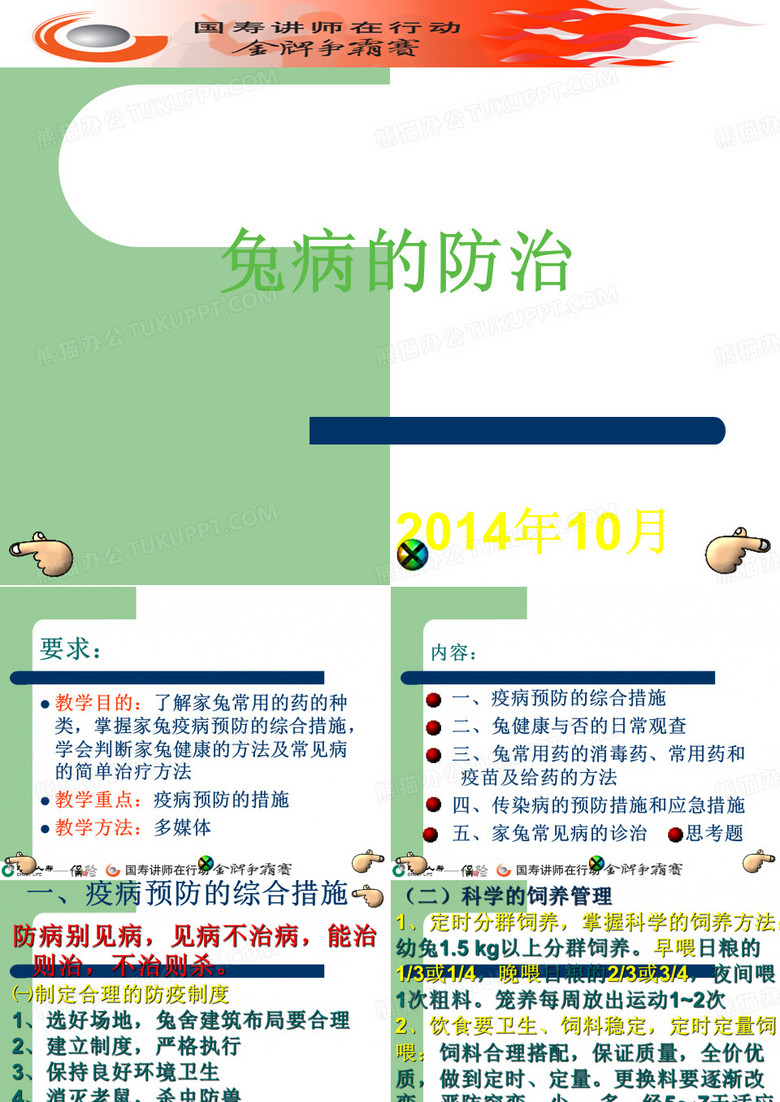 兔病的防治PPT模板下载 编号qeywozok 熊猫办公