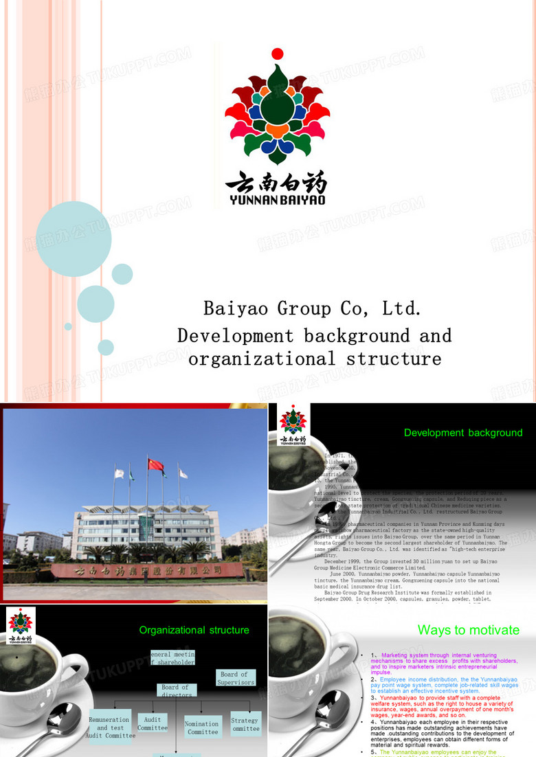 云南白药集团股份公司英文版PPT模板下载 编号lgynxejx 熊猫办公