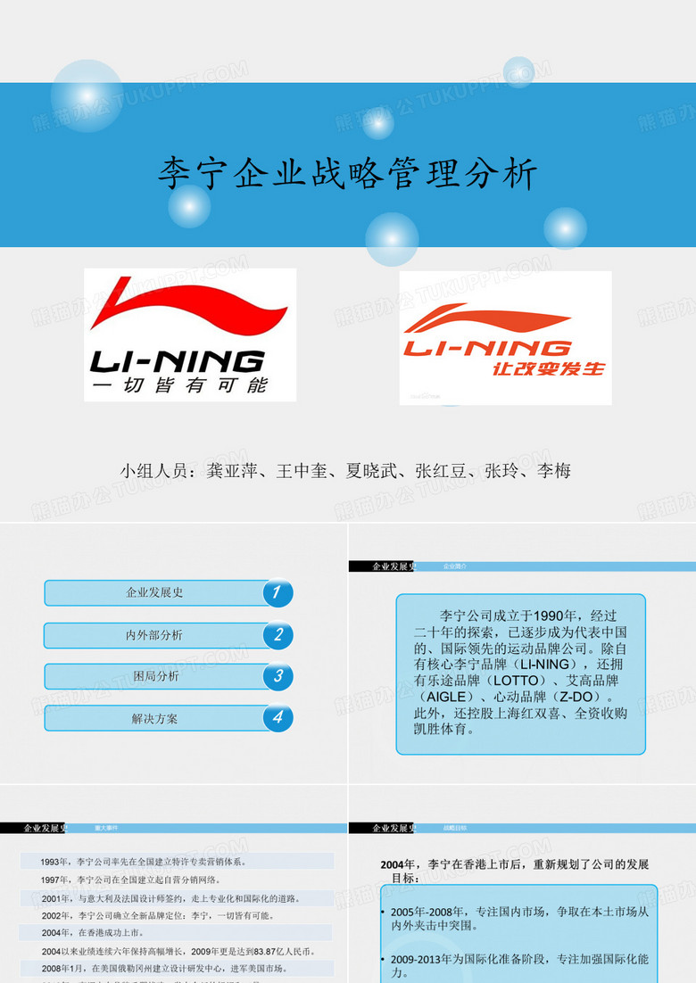 李宁企业PPT模板下载 编号qobzgykk 熊猫办公