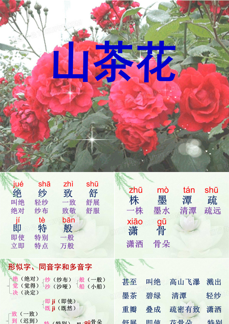 山茶花PPT模板下载 编号lbyebdwn 熊猫办公