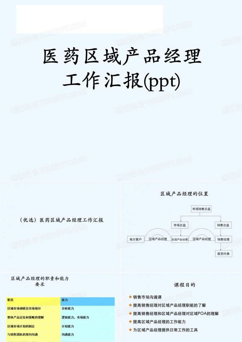 医药区域产品经理工作汇报 PPT模板下载 编号qbrypbna 熊猫办公