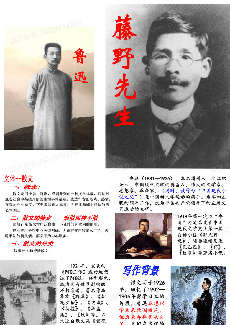 藤野先生PPT模板下载 编号lrbepwwy 熊猫办公