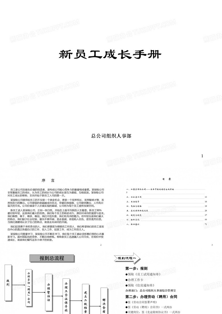 公司新员工成长手册PPT模板下载 编号lwjvgngr 熊猫办公