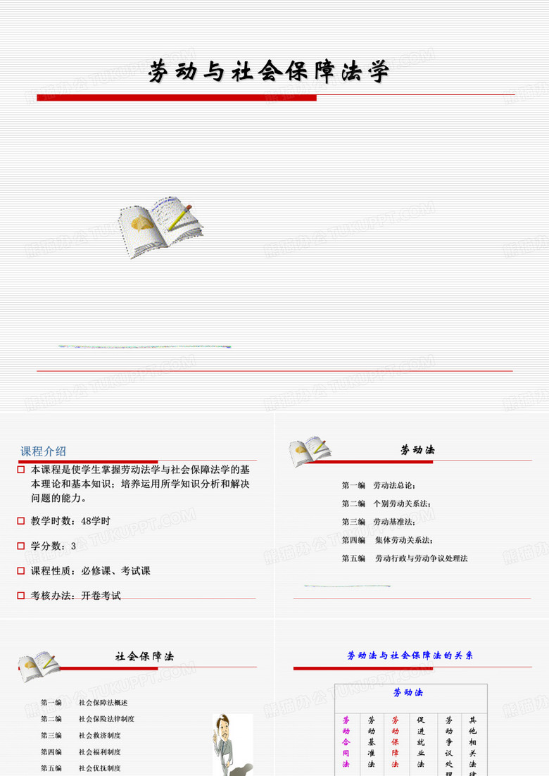 劳动法与社会保障法前言PPT模板下载 编号leakovxz 熊猫办公