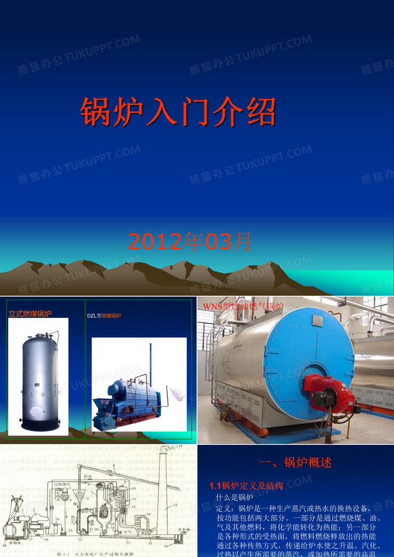 锅炉介绍以及锅炉节能介绍PPT模板下载 编号qvzwvbba 熊猫办公