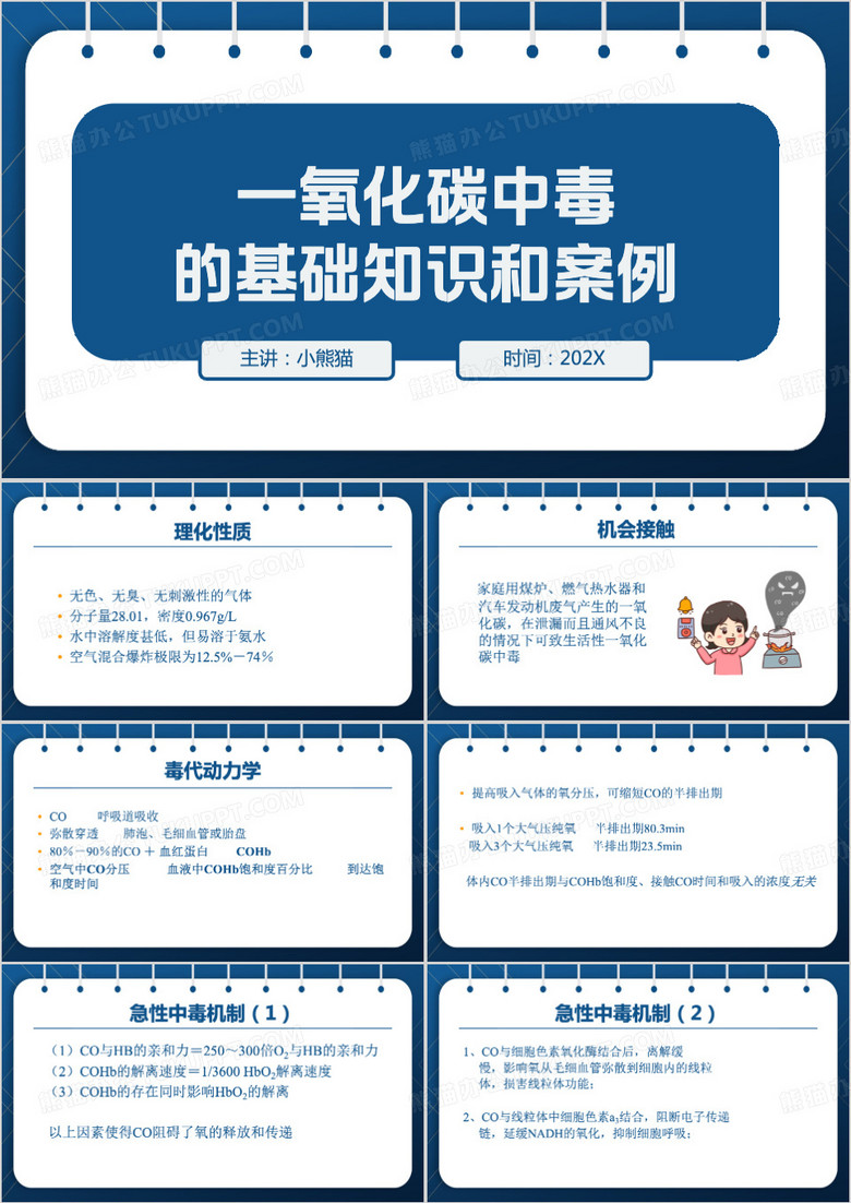 预防一氧化碳中毒PPT模板下载 熊猫办公