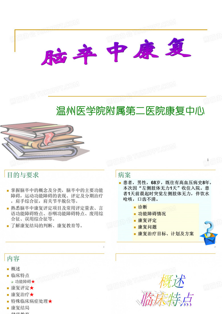 脑卒中康复课件PPT模板下载 编号lmrdapza 熊猫办公