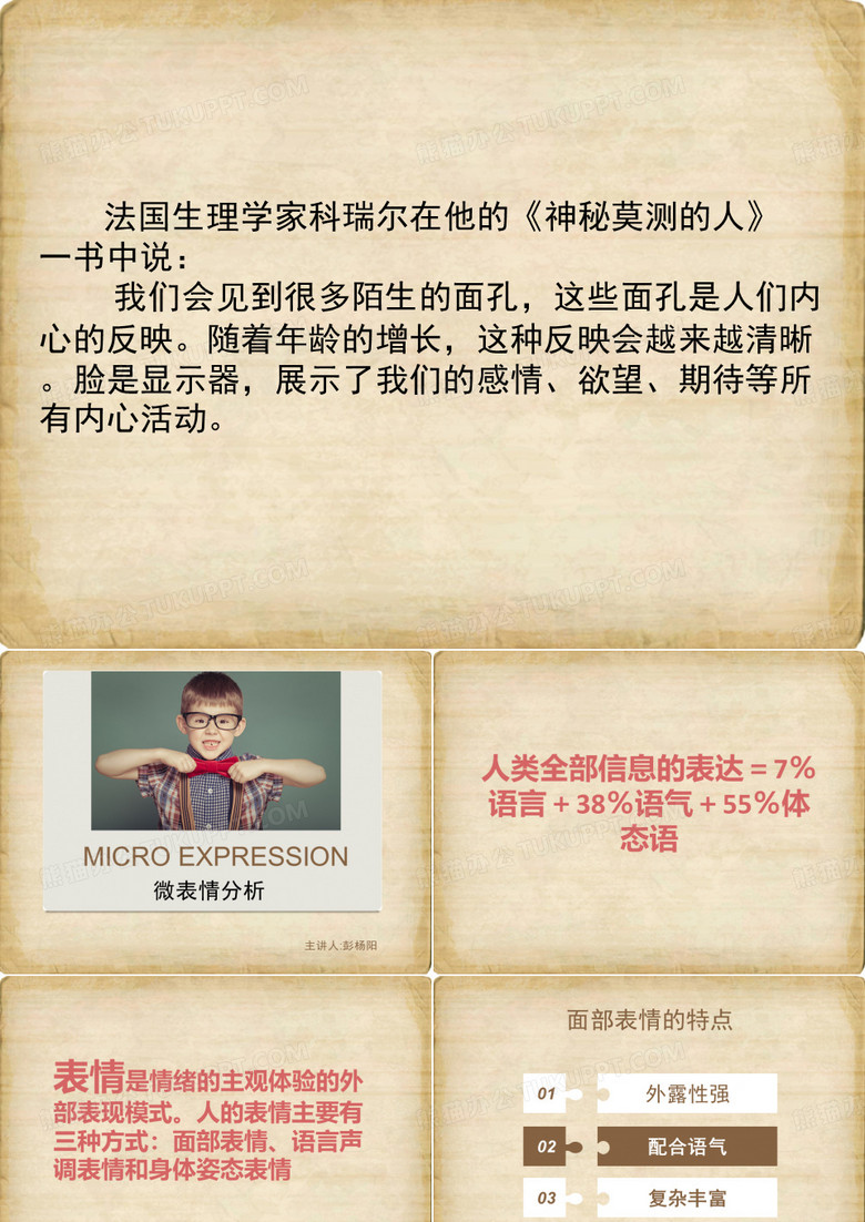 微表情分析PPT模板下载 编号lkrnpanv 熊猫办公