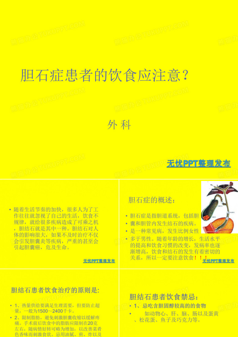胆石症饮食PPT模板下载 编号qxrwzvkm 熊猫办公