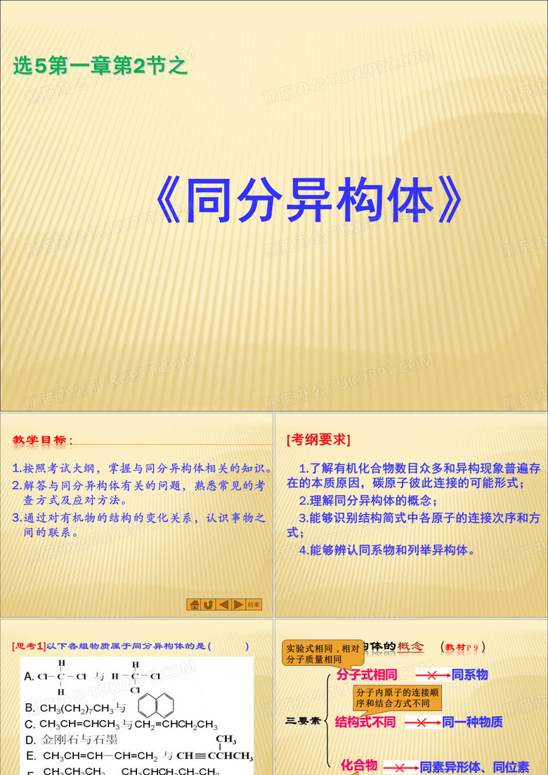 同分异构体课件PPT模板下载 编号qkrnebpo 熊猫办公