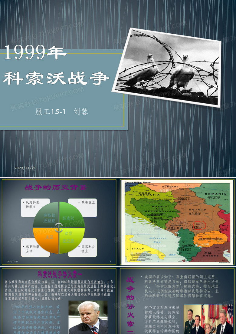 科索沃战争PPT模板下载 编号lyeprkvm 熊猫办公