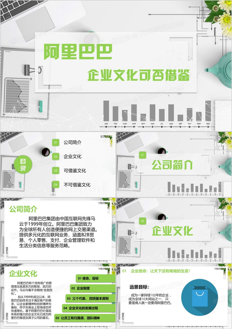 阿里企业文化可否借鉴分析PPT模板下载 熊猫办公