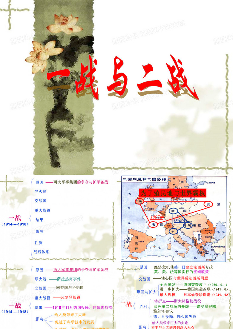 一战与二战PPT模板下载 编号qpmdnjdb 熊猫办公