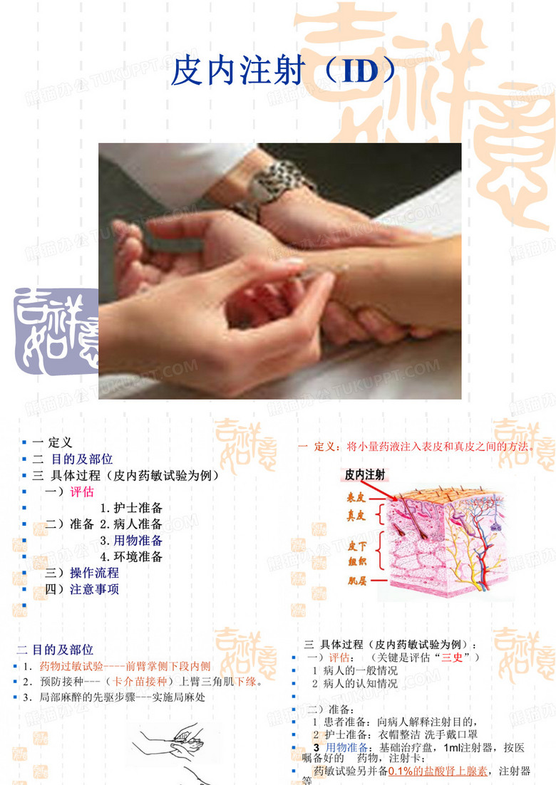 皮内注射 id PPT模板下载 编号qkrzvejg 熊猫办公