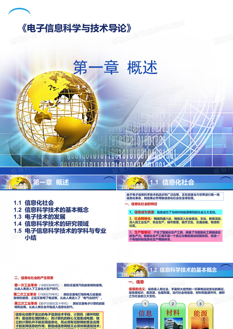 电子信息导论PPT模板下载 编号qddwmppy 熊猫办公