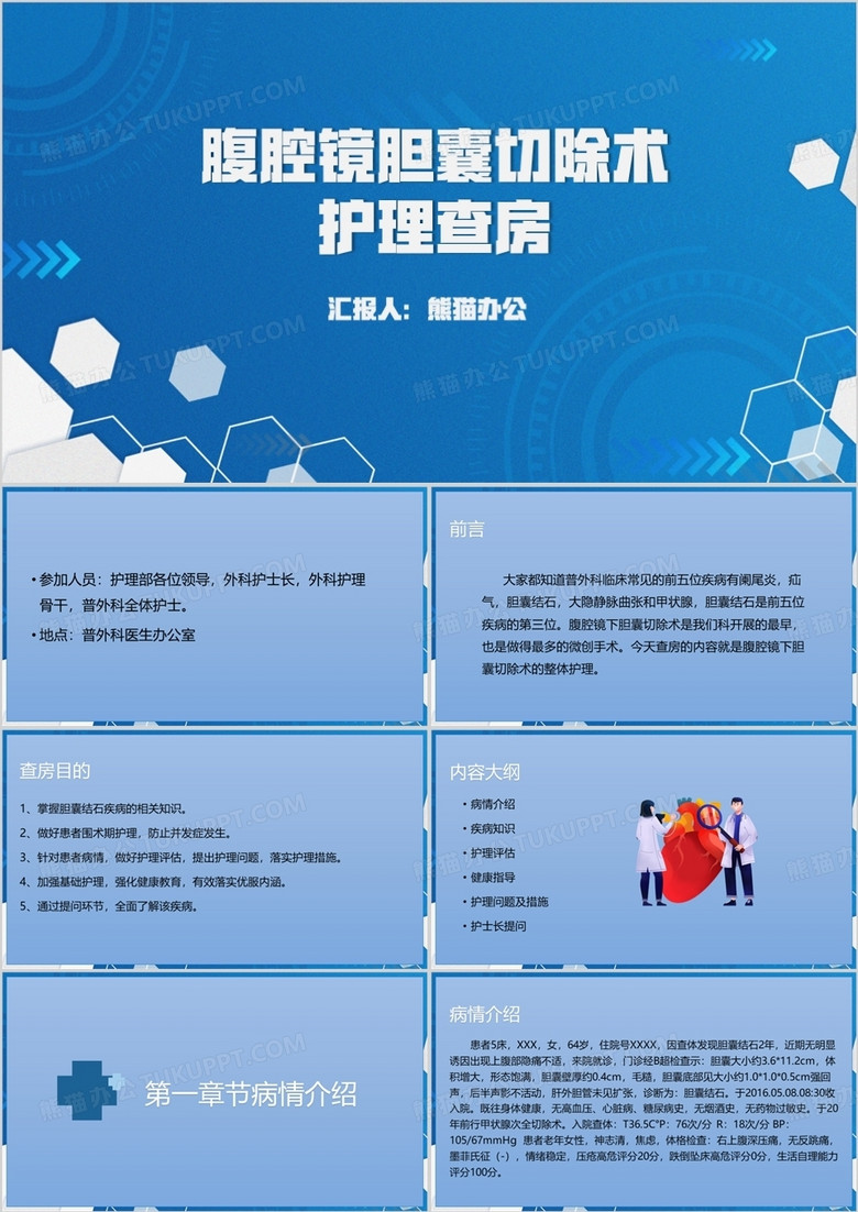 胆囊结石护理查房医疗护理PPT模板下载 熊猫办公