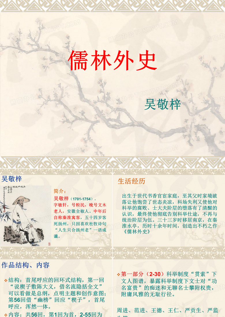 儒林外史PPT模板下载 编号qrnmneyr 熊猫办公