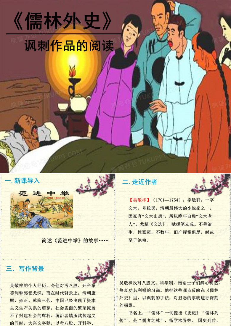 儒林外史导读PPT模板下载 编号lrnmneeg 熊猫办公