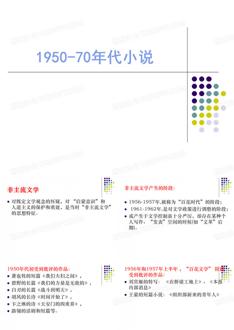 1950 70年代非主流小说PPT模板下载 编号lebgdgem 熊猫办公