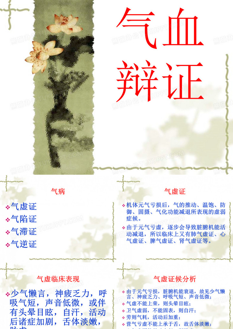 气血辩证PPT模板下载 编号lddrewok 熊猫办公