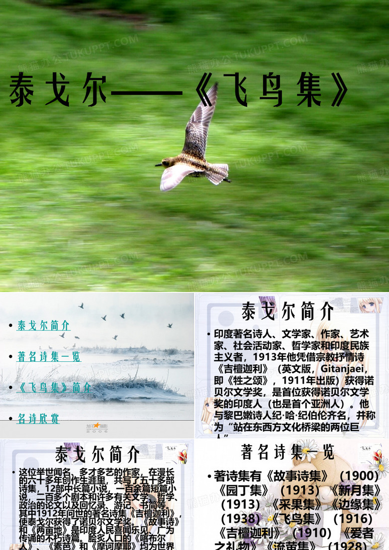 泰戈尔飞鸟集PPT模板下载 编号lddrewgx 熊猫办公