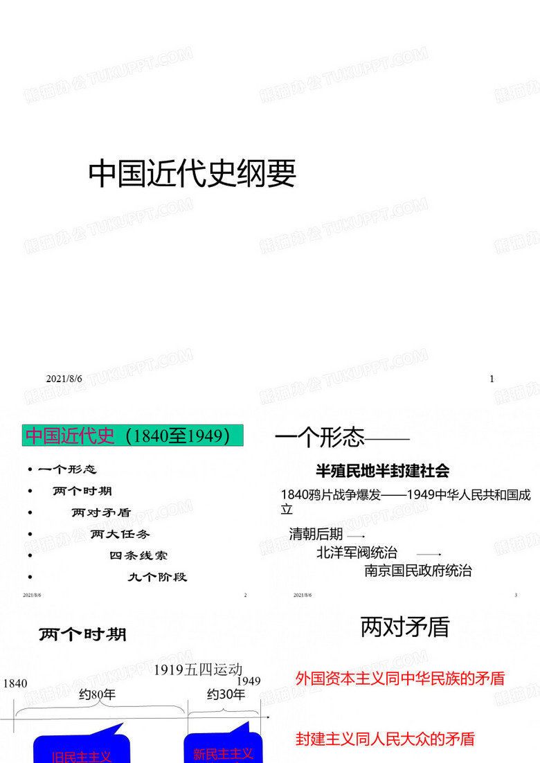 中国近代史纲要PPT模板下载 编号qomzgbdn 熊猫办公