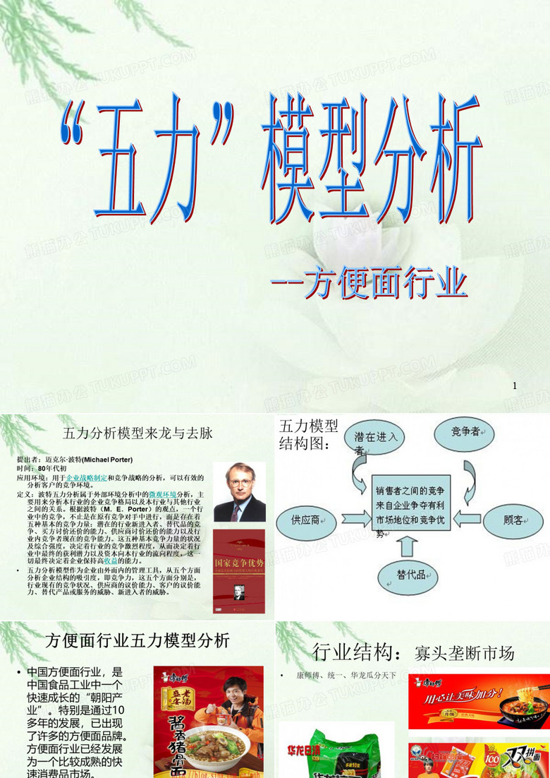 五力模型分析PPT模板下载 编号qvawdxzw 熊猫办公