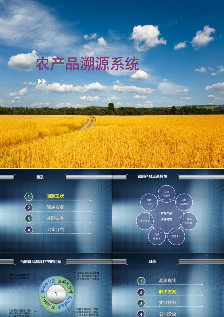 农产品溯源PPT模板下载 编号lombogbn 熊猫办公