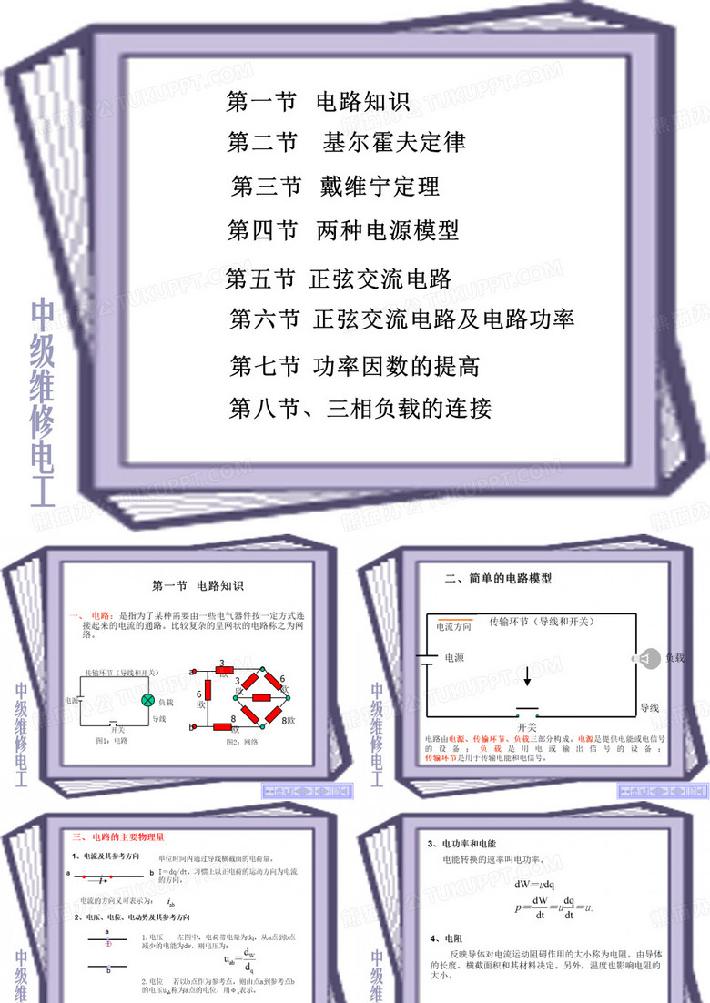 电工基础PPT模板下载 编号qygvnrmg 熊猫办公